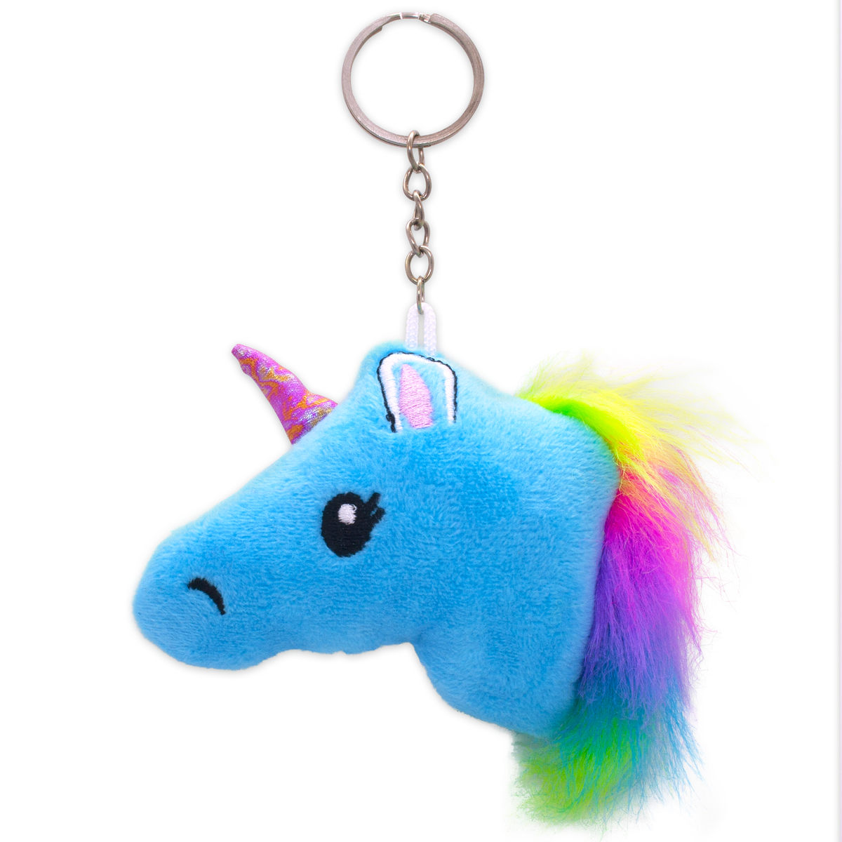 Cute Soft Fuzzy Rainbow Unicorn Plush Backpack Clip/ Key